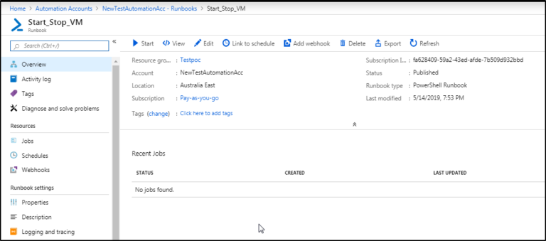 Custom Runbook Using Powershell To Startstop Azure Vm In Azure Automation A Turning Point