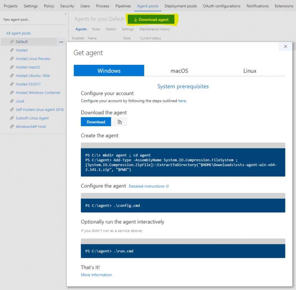 Azure Devops Setup Local Windows Build Agent To Run Vsts Ci Builds A Turning Point