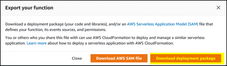 How To Download The Already Uploaded Lambda Function Code Zip Format